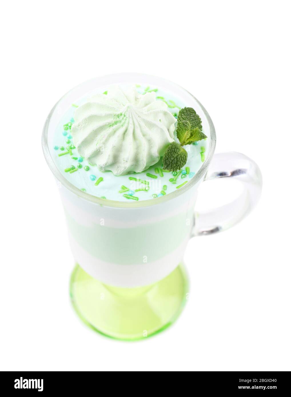 Mint milk dessert in glass isolated on white Stock Photo - Alamy