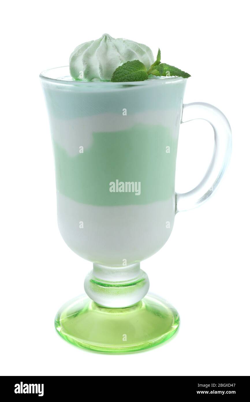 Mint milk dessert in glass isolated on white Stock Photo - Alamy