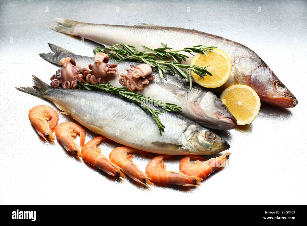 Fresh catch of fish and other seafood close-up Stock Photo - Alamy