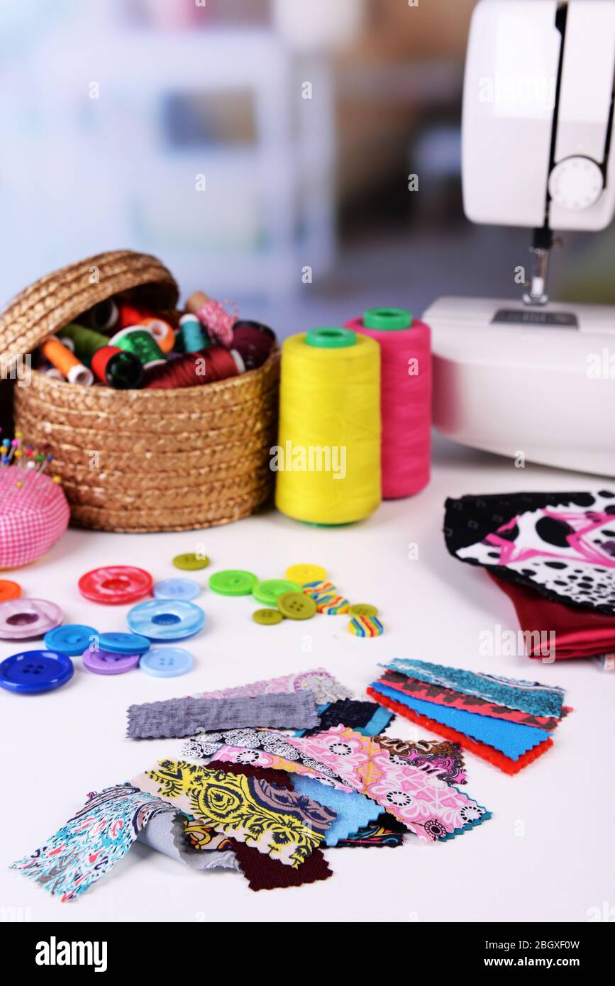 Fashion design, close-up. Sewing items Stock Photo - Alamy