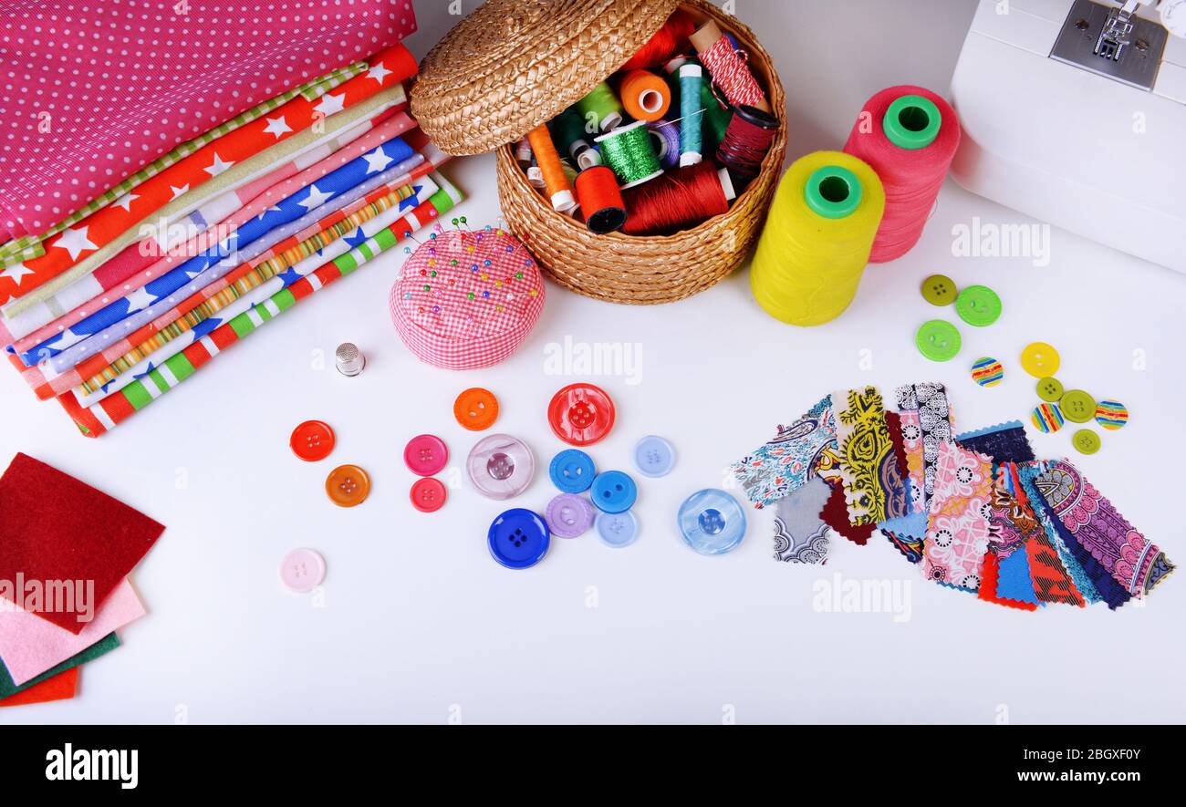 Fashion design, close-up. Sewing items Stock Photo - Alamy