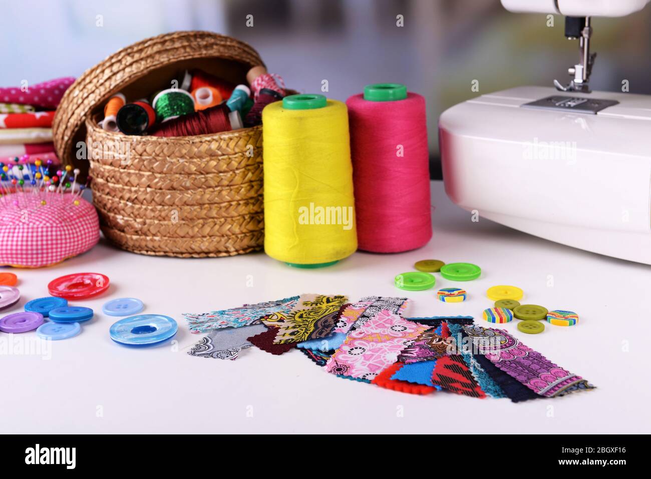 Fashion design, close-up. Sewing items Stock Photo - Alamy