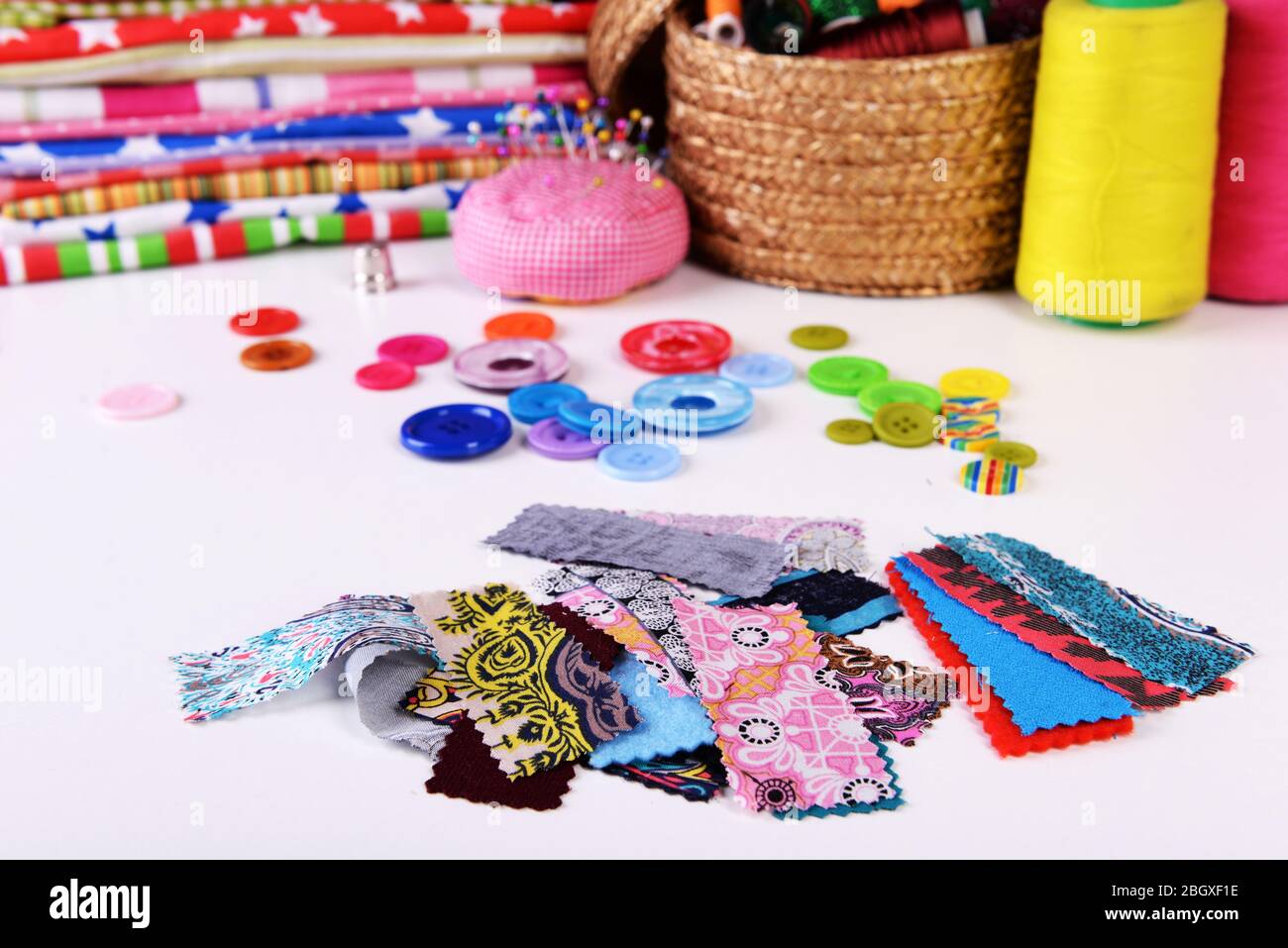 Fashion design, close-up. Sewing items Stock Photo - Alamy