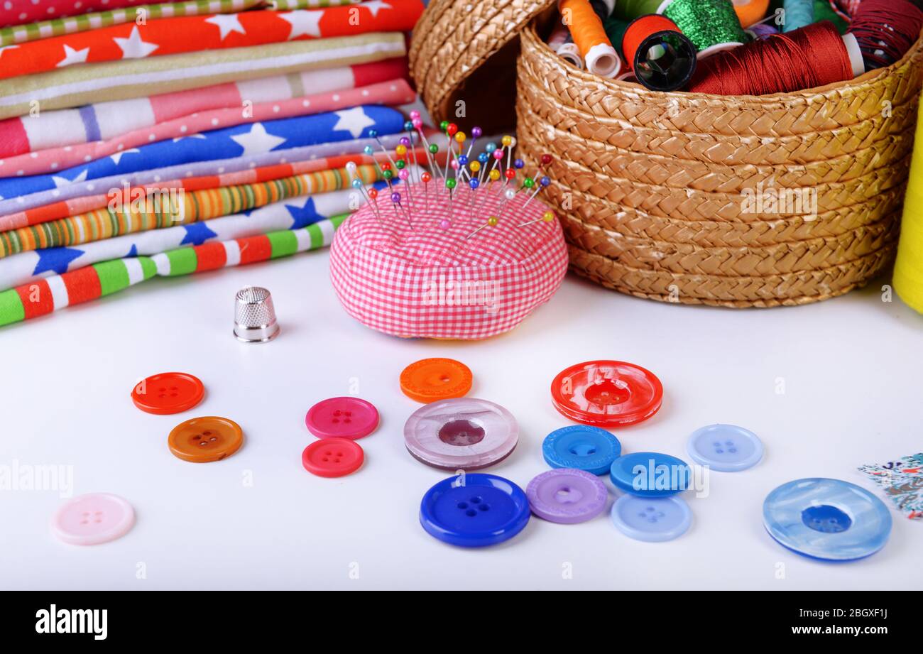Fashion design, close-up. Sewing items Stock Photo - Alamy