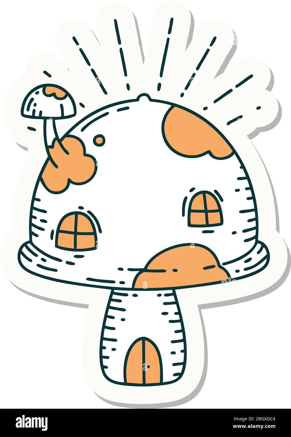 sticker of a tattoo style toadstool house Stock Vector Image & Art - Alamy