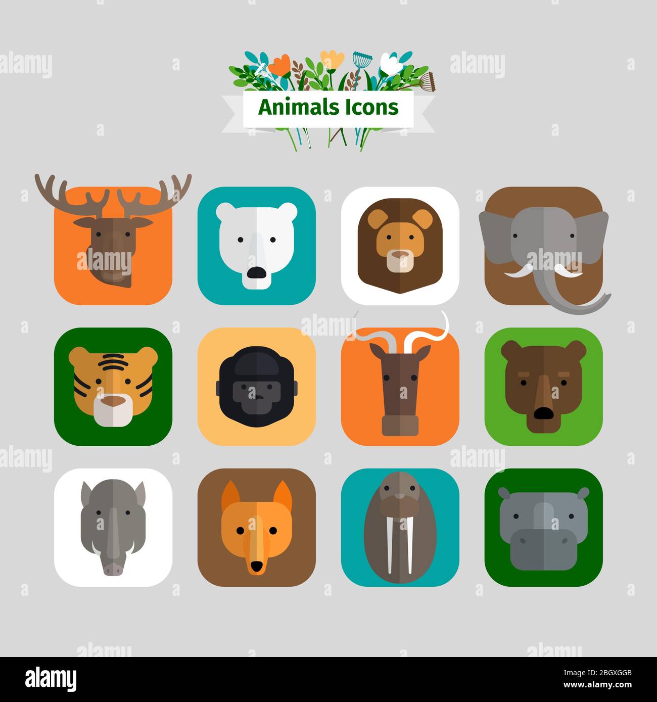 Wild Animals Avatars in flat modern style Stock Vector Image & Art - Alamy
