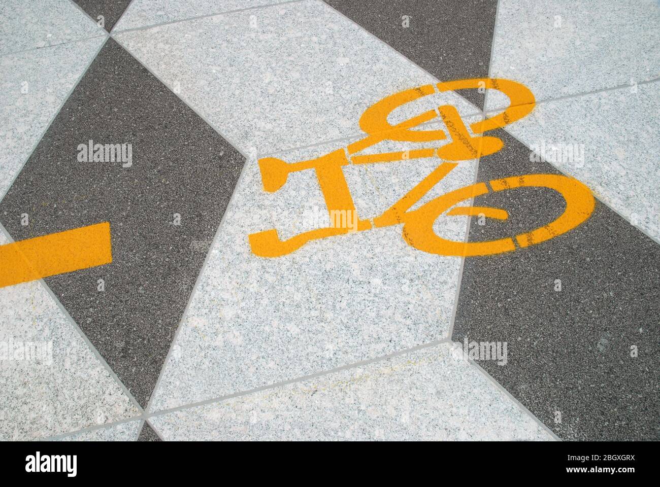 Cyclists only lane sign on pavement, Brisbane, Queensland, Australia ...