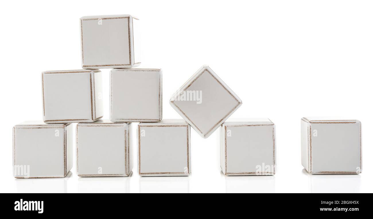 Educational cubes, isolated on white Stock Photo - Alamy