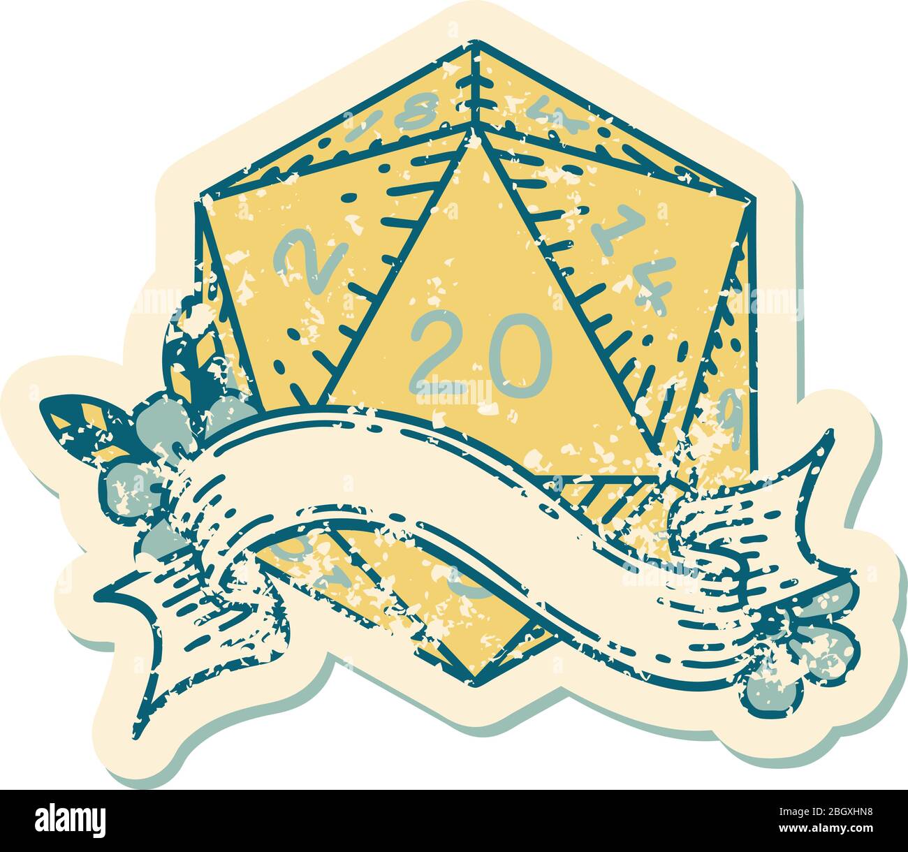 Retro Tattoo Style natural twenty D20 dice roll Stock Vector Image ...
