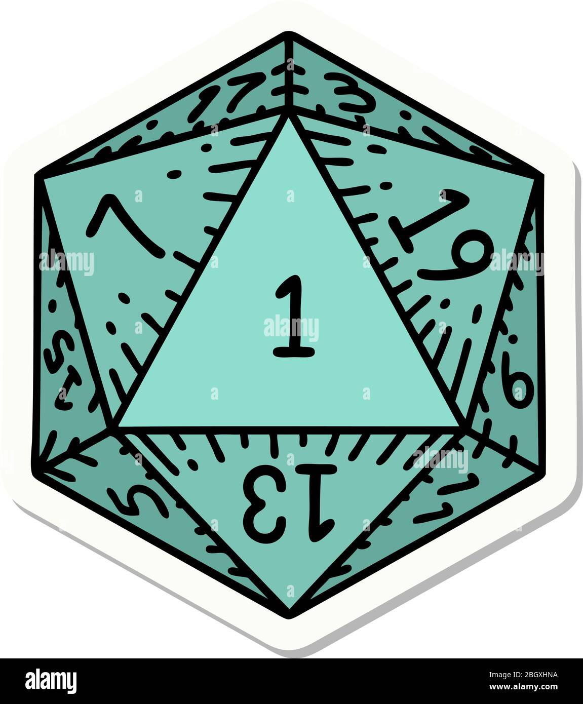 sticker of a natural 1 D20 dice roll Stock Vector Image & Art - Alamy
