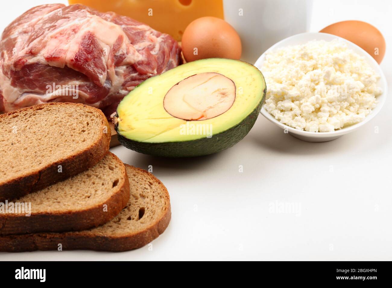 Food high in protein close-up Stock Photo - Alamy