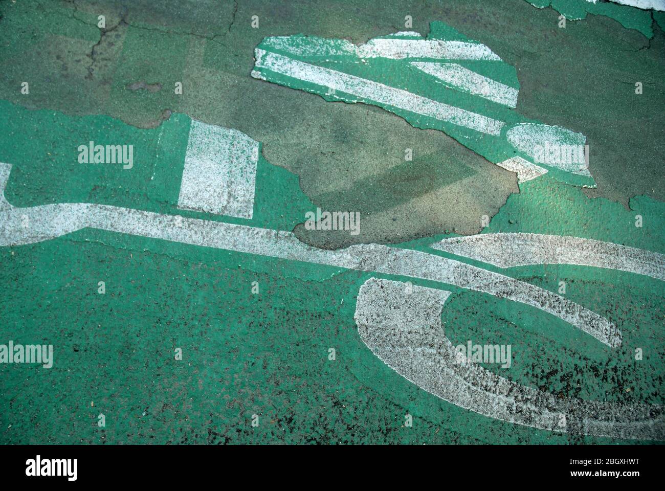 Faded cyclists only lane sign on road, Brisbane, Queensland, Australia ...