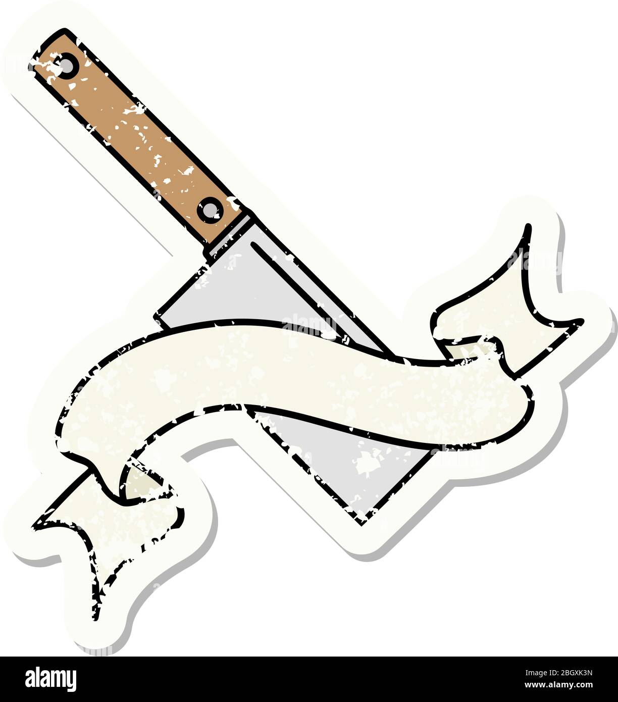 worn old sticker with banner of a meat cleaver Stock Vector Image & Art ...
