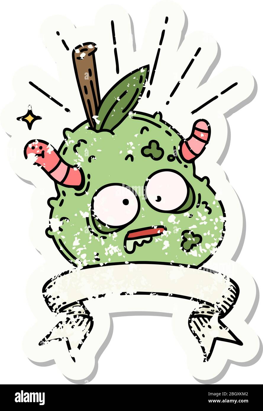 worn old sticker of a tattoo style rotten pear Stock Vector Image & Art ...