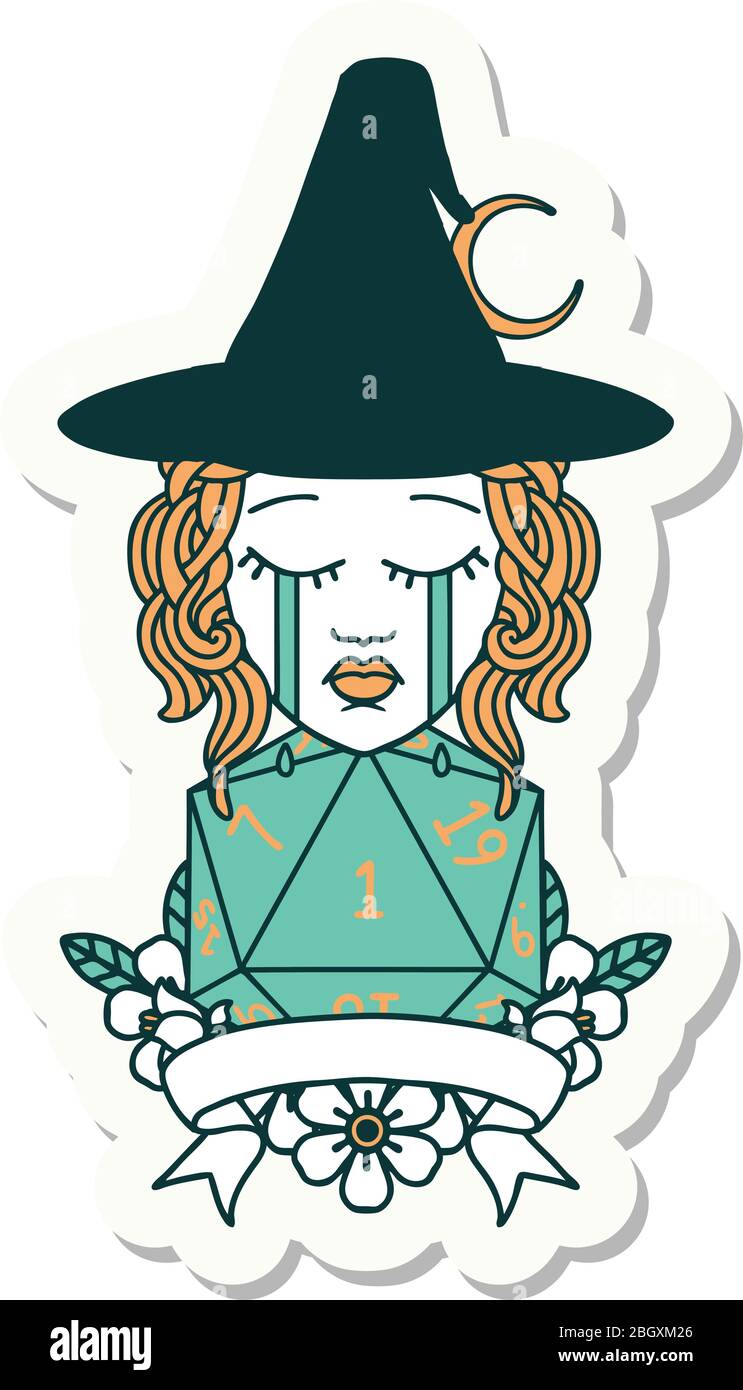 sticker of a crying human witch with natural one roll Stock Vector ...