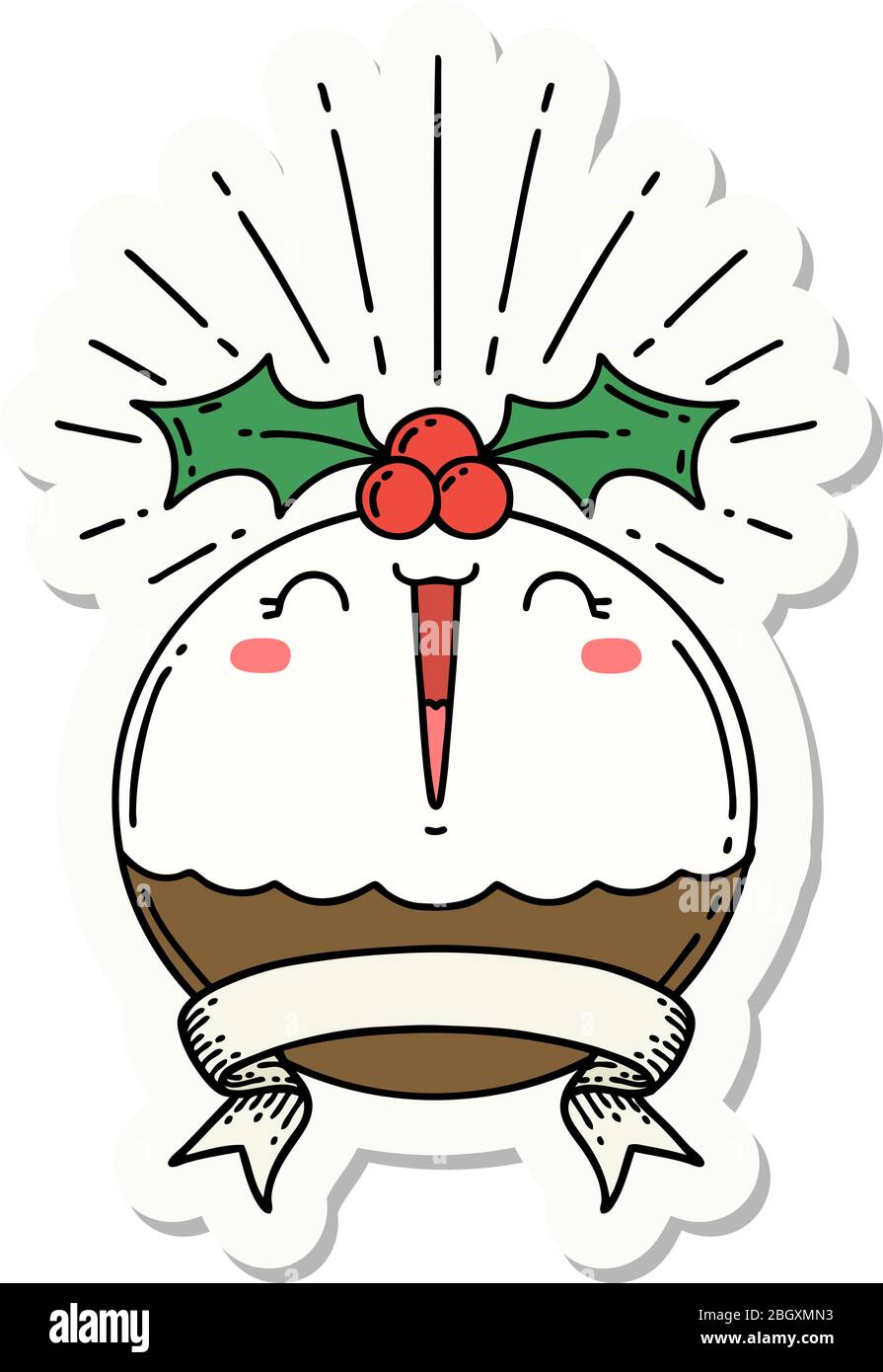 sticker of a tattoo style singing christmas pudding Stock Vector Image ...