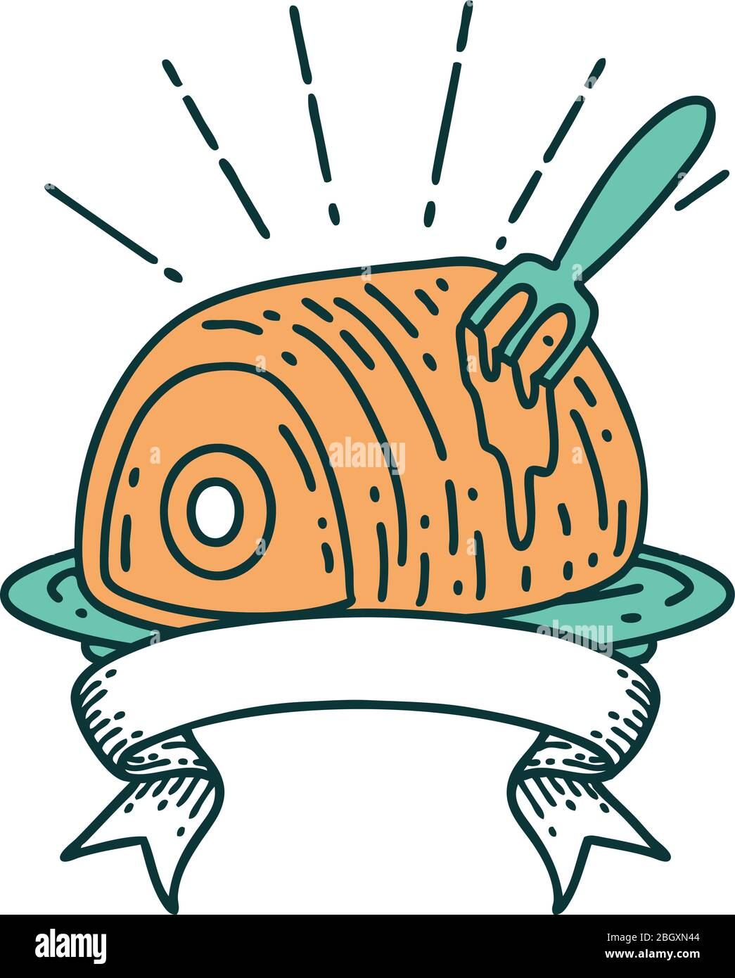 scroll banner with tattoo style roast beef Stock Vector Image & Art - Alamy