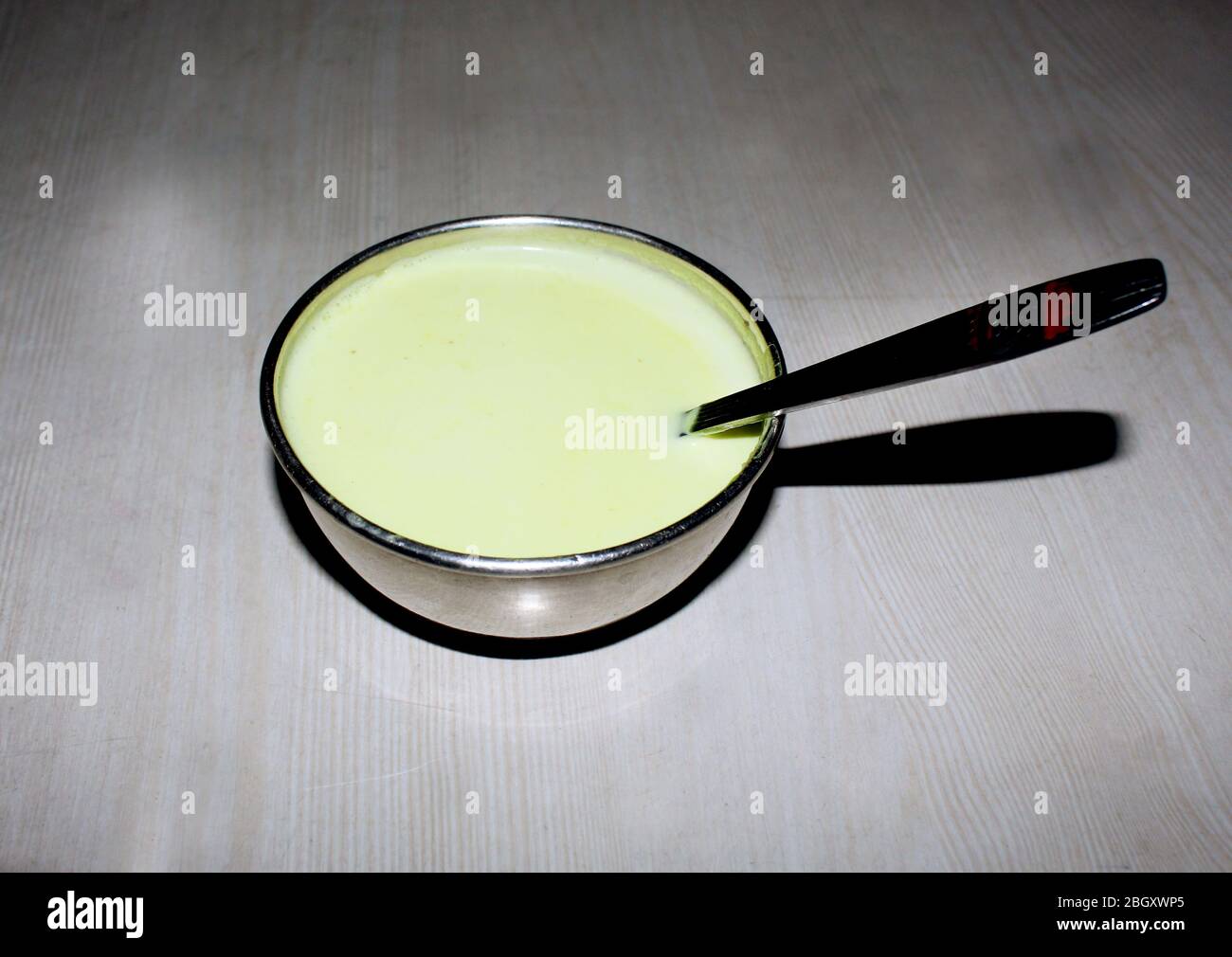 traditional steamed milk pudding in a silver bowl,Sweet and creamy ...