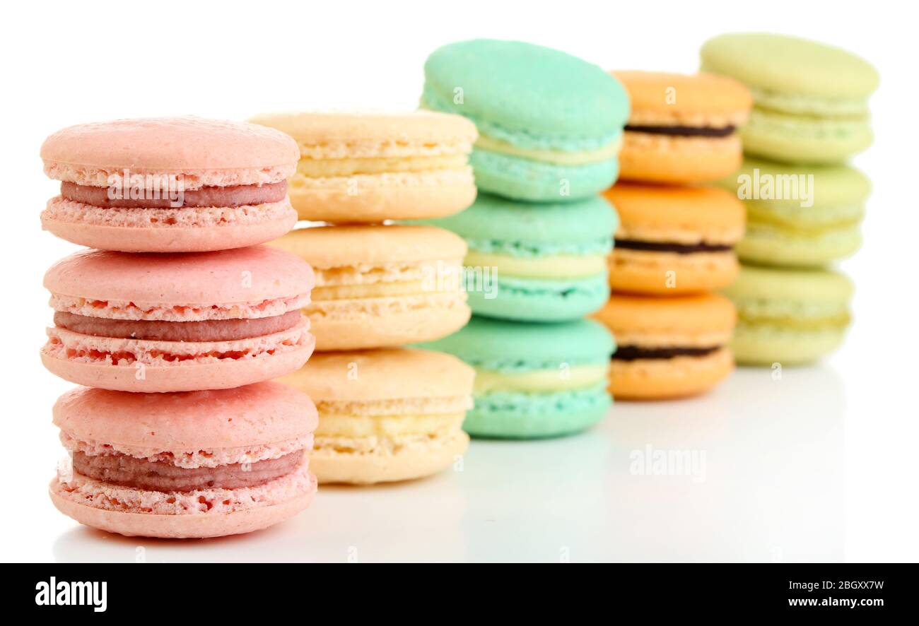 Gentle colorful macaroons isolated on white Stock Photo - Alamy