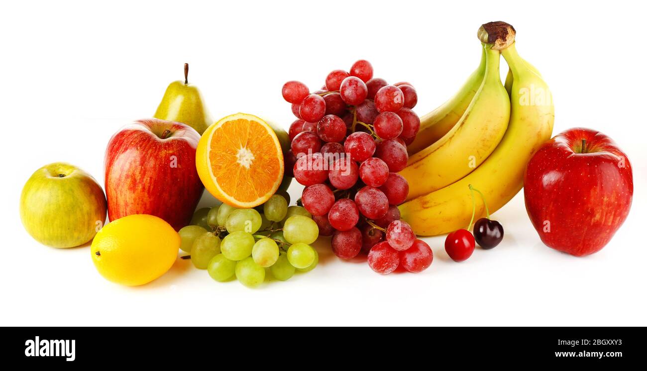 Ripe fruits isolated on white background Stock Photo - Alamy