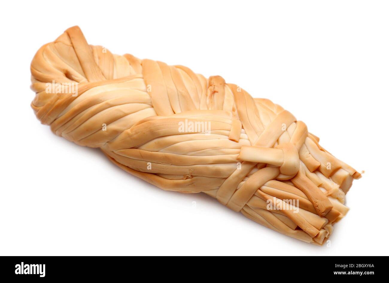 Smoked braided cheese isolated on white Stock Photo - Alamy