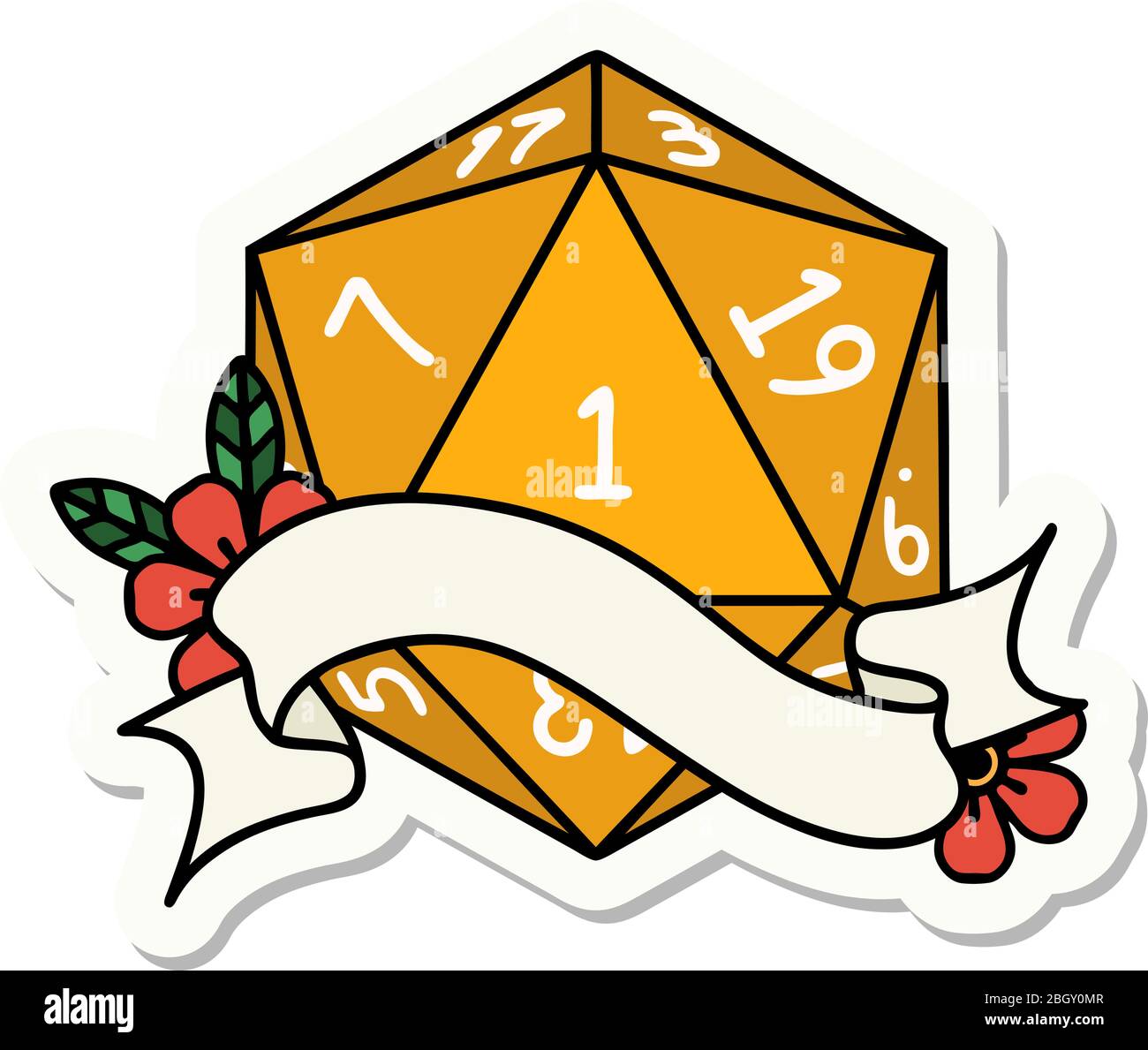 sticker of a natural one d20 dice roll Stock Vector Image & Art - Alamy