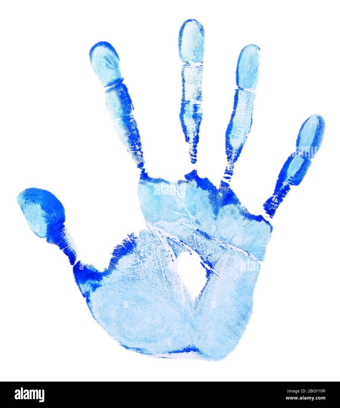 Blue print of human palm isolated on white background Stock Photo - Alamy