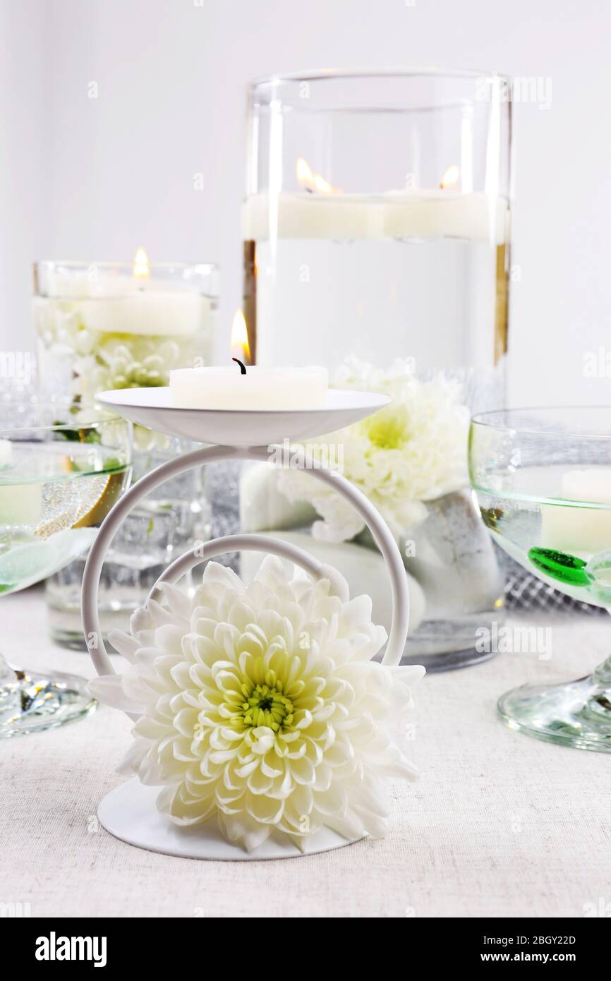 Floating candles in water Stock Photo - Alamy