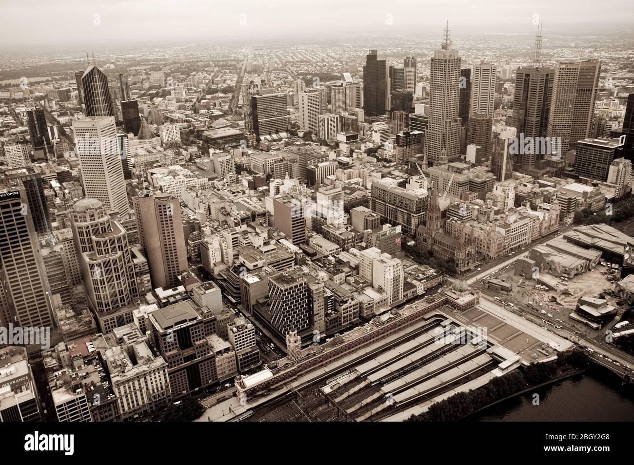 aerial view, Melbourne, Victoria, Australia, CBD skyline Stock Photo ...