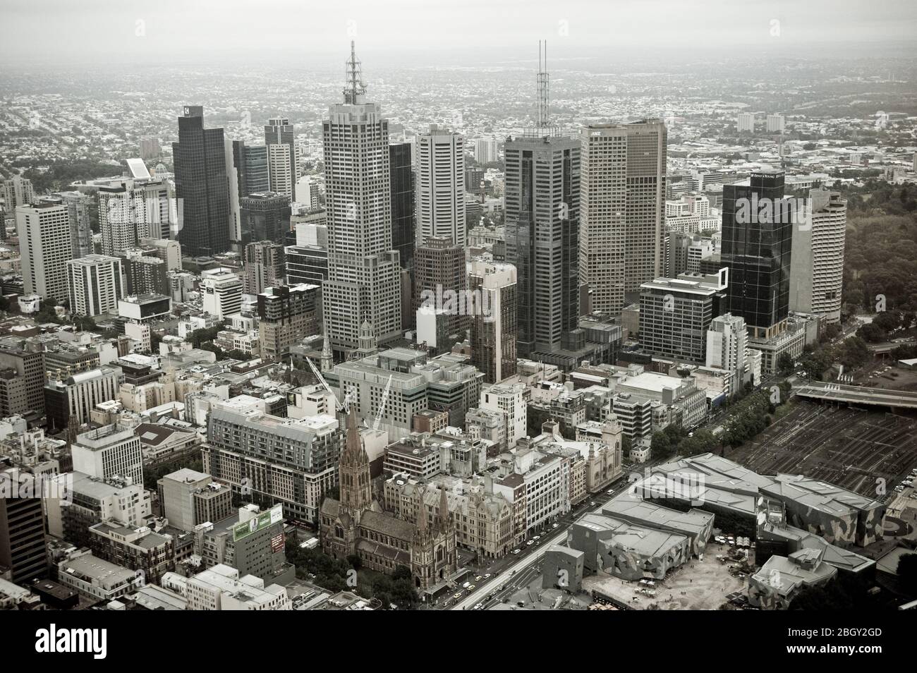 aerial view, Melbourne, Victoria, Australia, CBD skyline Stock Photo ...
