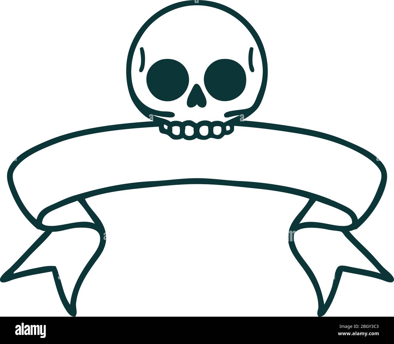 traditional tattoo with banner of a skull Stock Vector Image & Art - Alamy