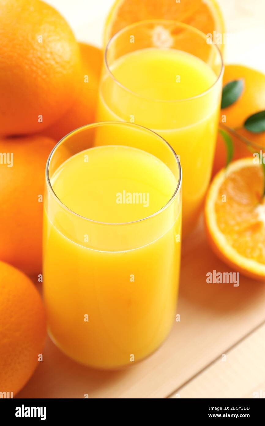 Freshly squeezed orange juice, close-up Stock Photo - Alamy
