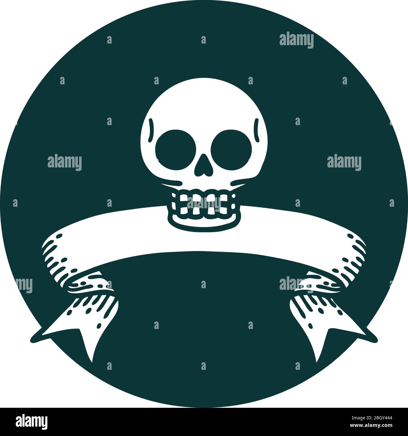 tattoo style icon with banner of a skull Stock Vector Image & Art - Alamy