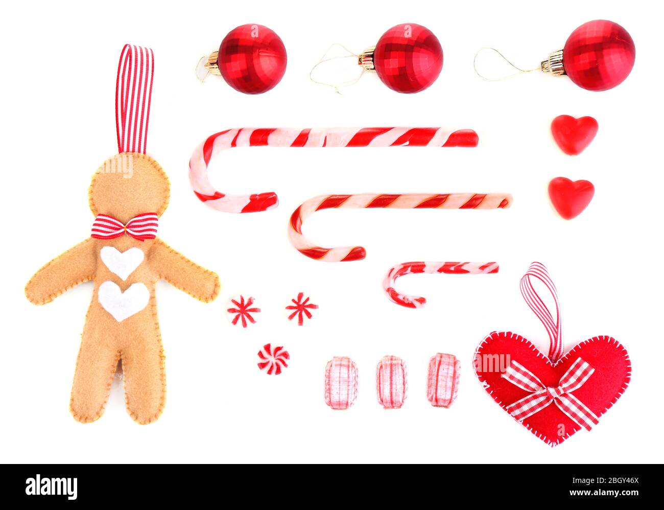 Collection of Christmas objects isolated on white Stock Photo - Alamy