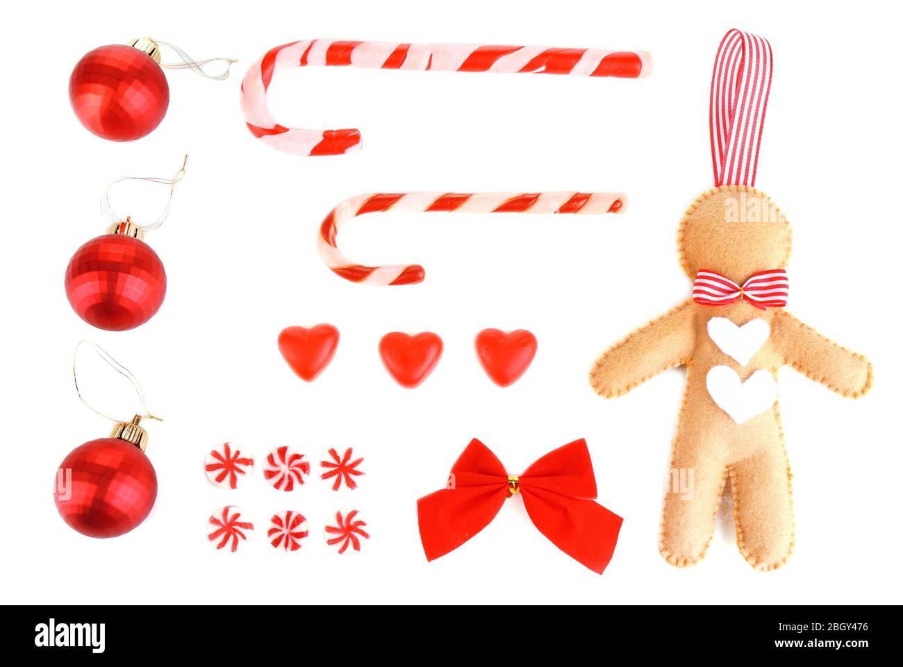 Collection of Christmas objects isolated on white Stock Photo - Alamy