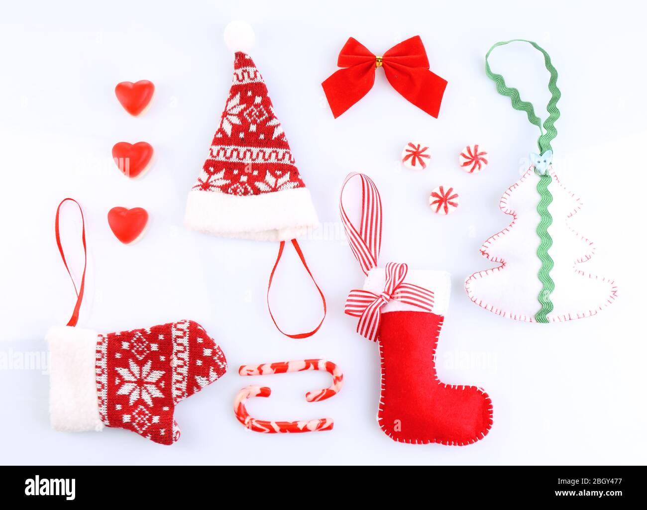 Collection of Christmas objects isolated on white Stock Photo - Alamy