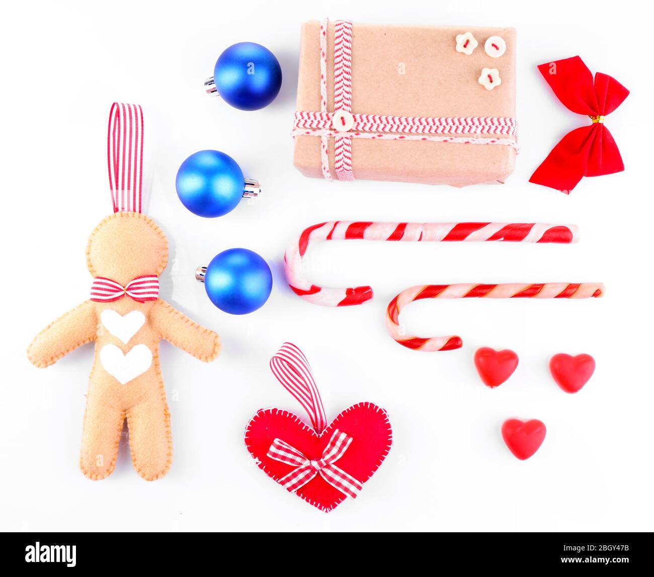 Collection of Christmas objects isolated on white Stock Photo - Alamy