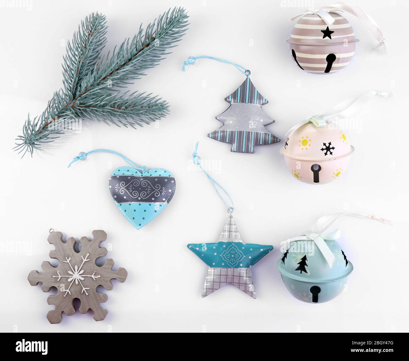 Collection of Christmas objects isolated on white Stock Photo - Alamy