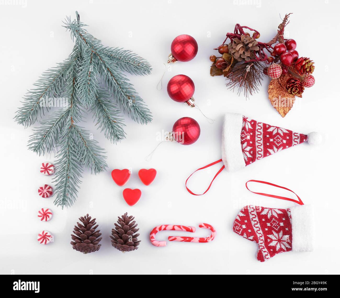 Collection of Christmas objects isolated on white Stock Photo - Alamy
