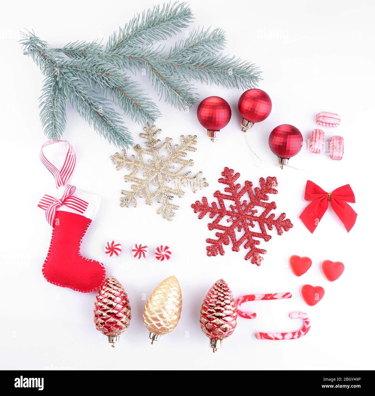 Collection of Christmas objects isolated on white Stock Photo - Alamy