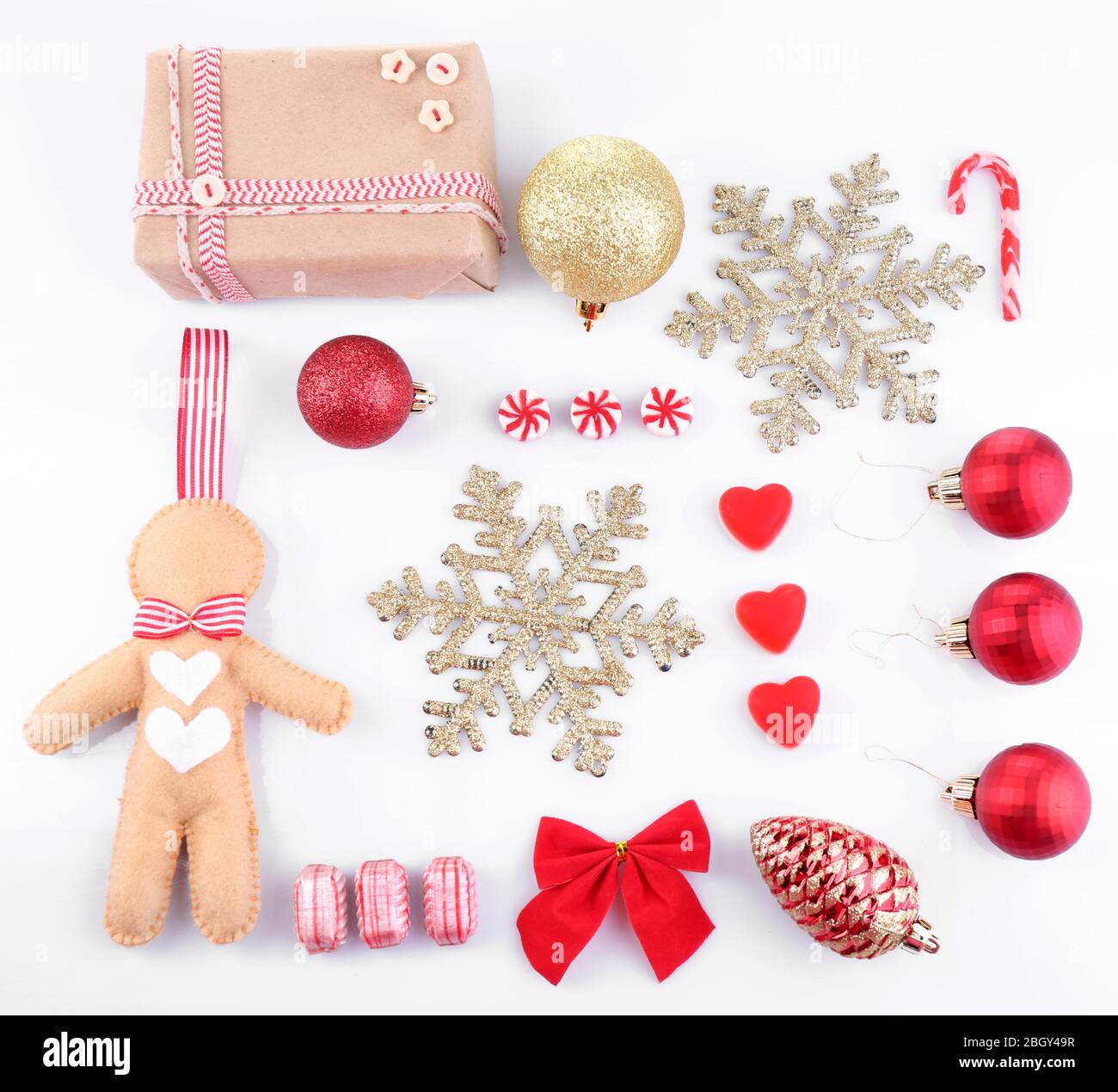 Collection of Christmas objects isolated on white Stock Photo - Alamy