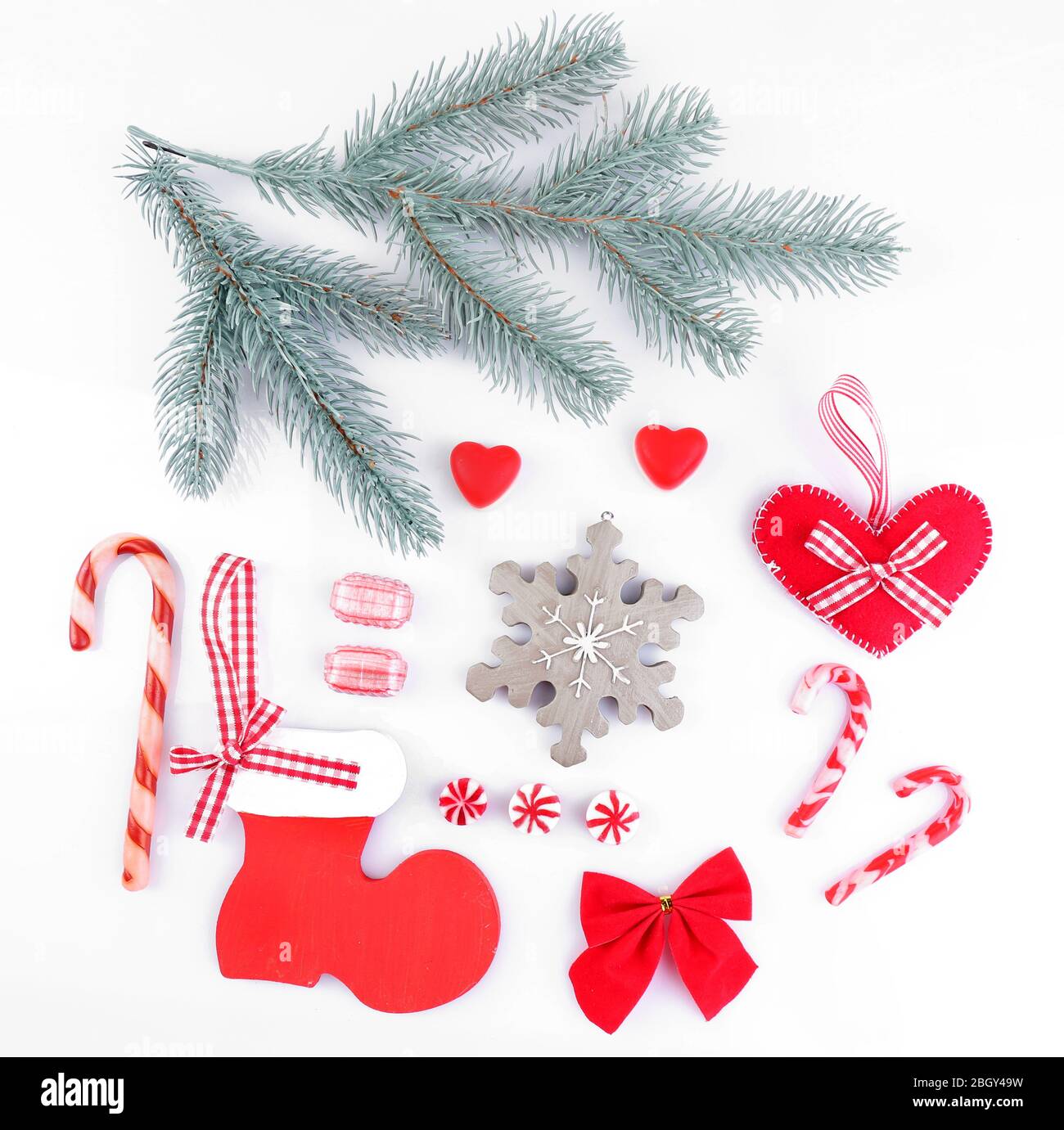 Collection of Christmas objects isolated on white Stock Photo - Alamy