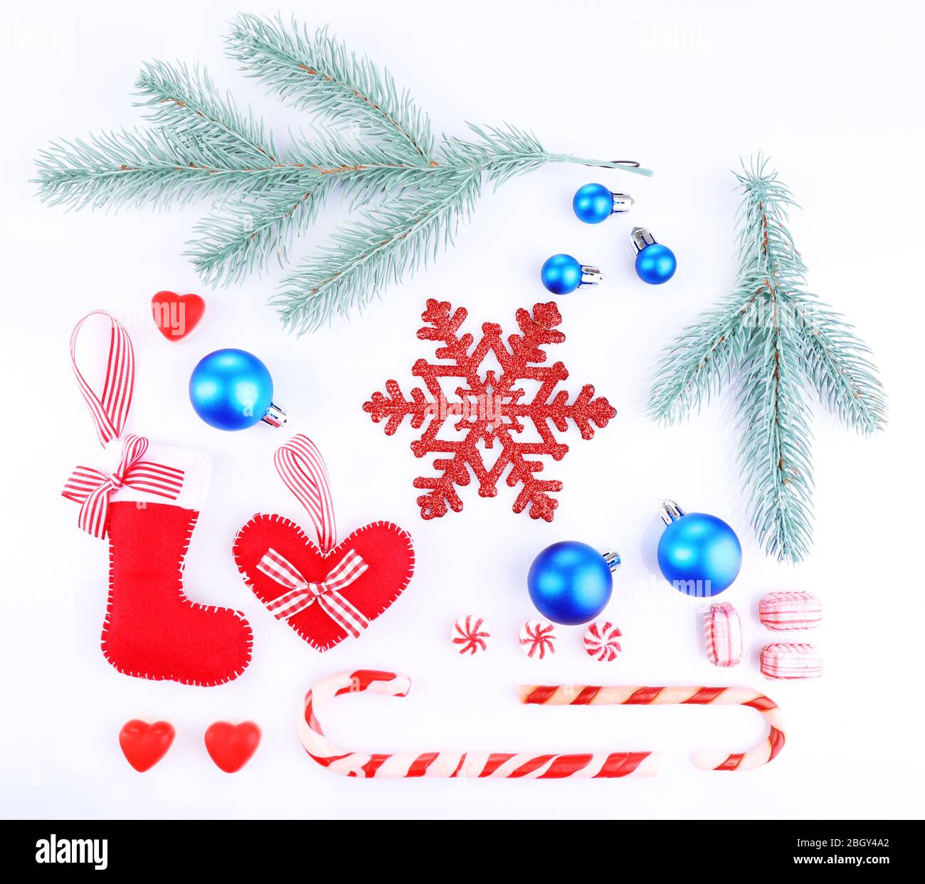 Collection of Christmas objects isolated on white Stock Photo - Alamy