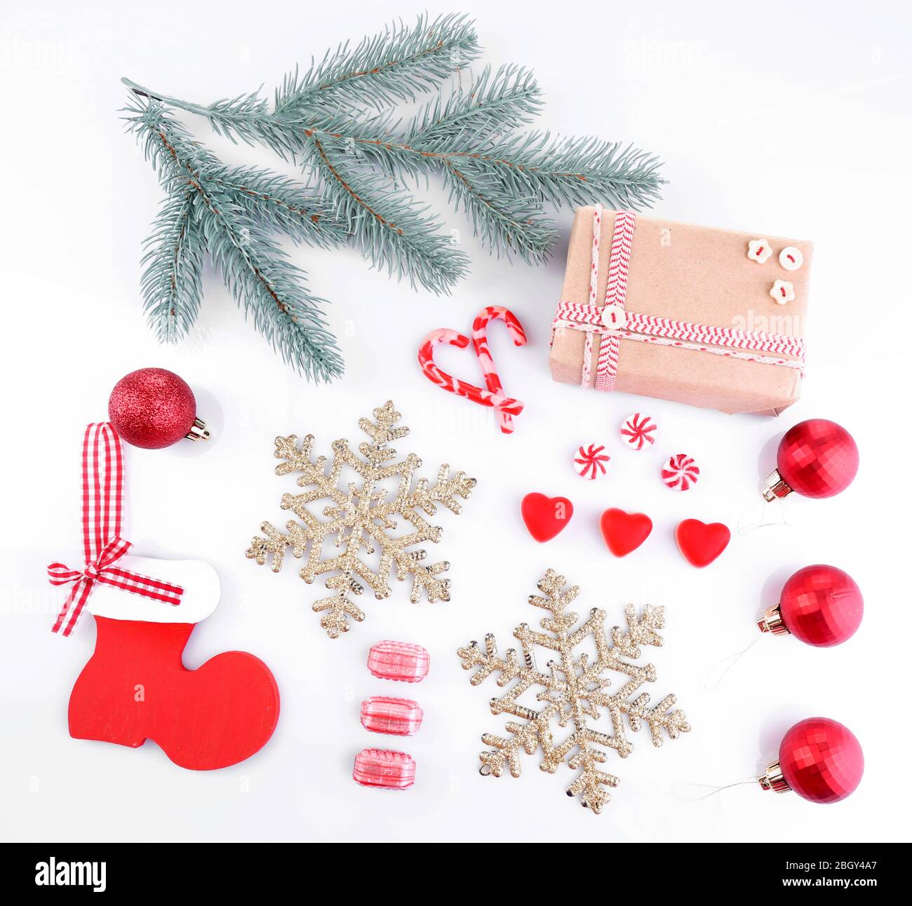 Collection of Christmas objects isolated on white Stock Photo - Alamy