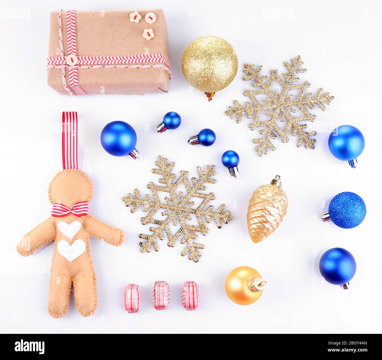 Collection of Christmas objects isolated on white Stock Photo - Alamy