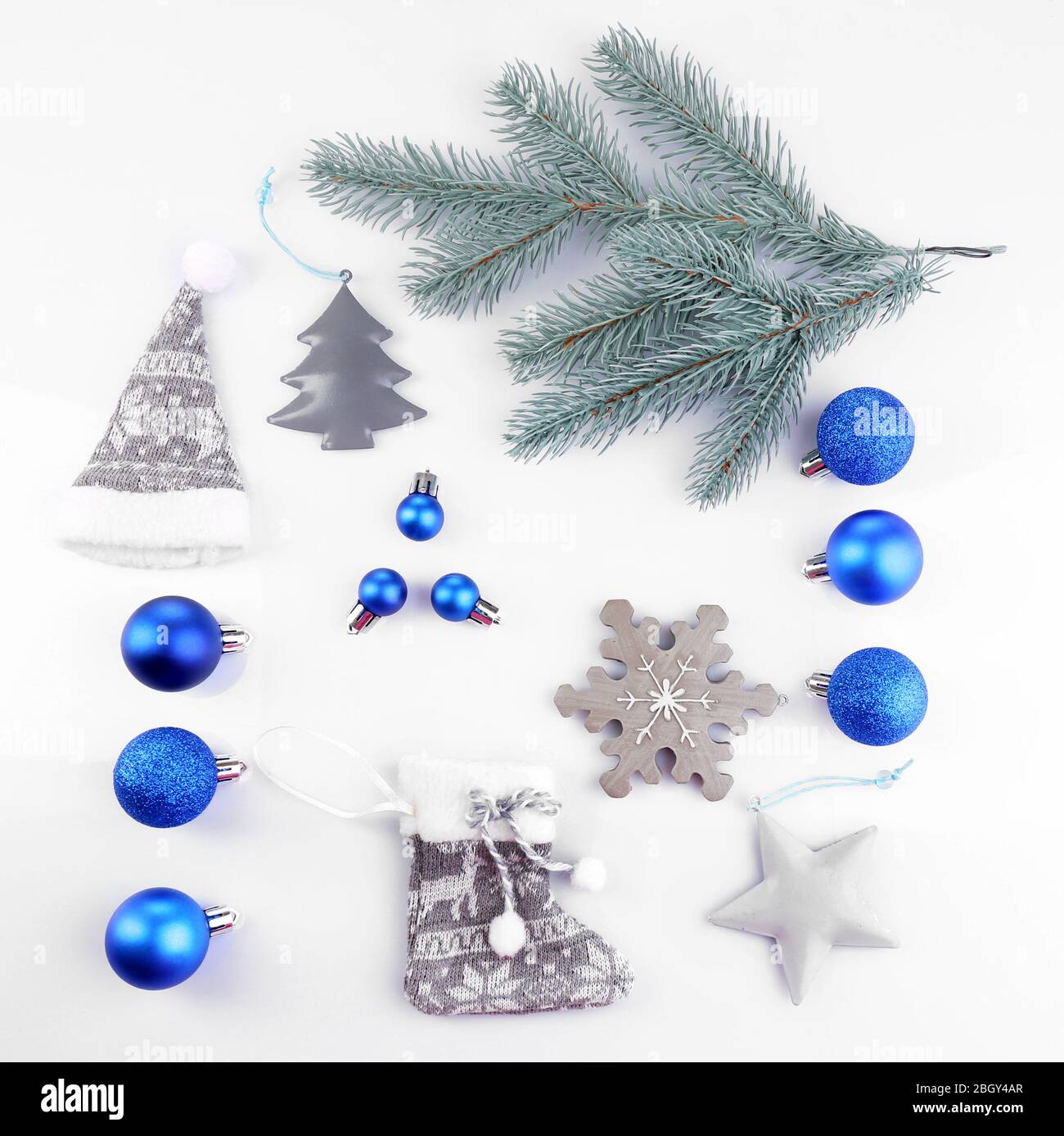Collection of Christmas objects isolated on white Stock Photo - Alamy