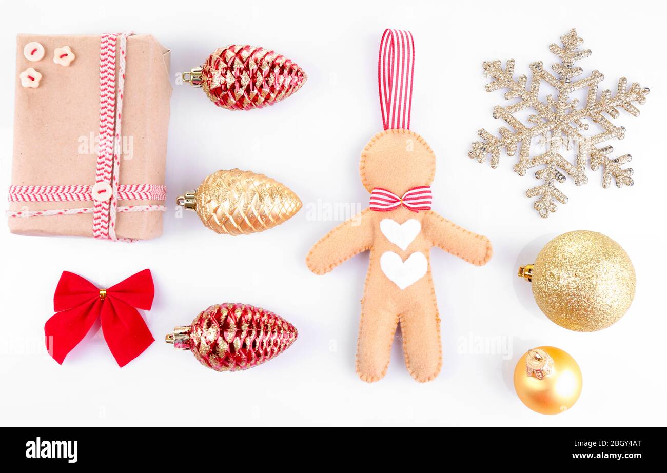 Collection of Christmas objects isolated on white Stock Photo - Alamy