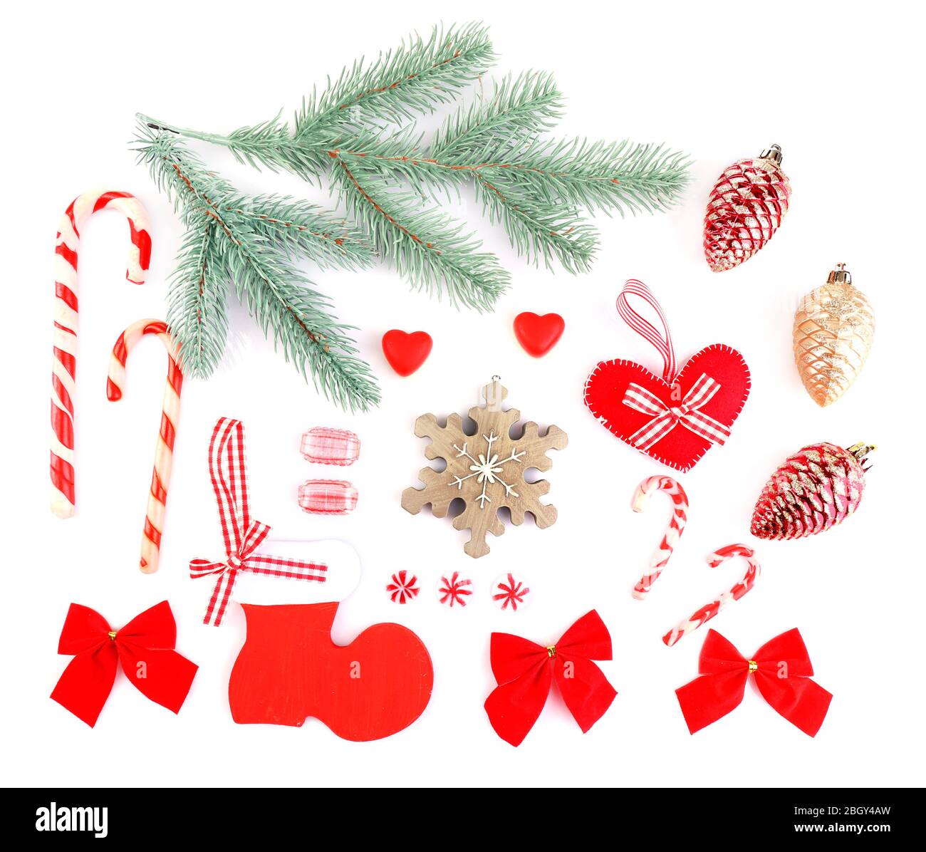 Collection of Christmas objects isolated on white Stock Photo - Alamy