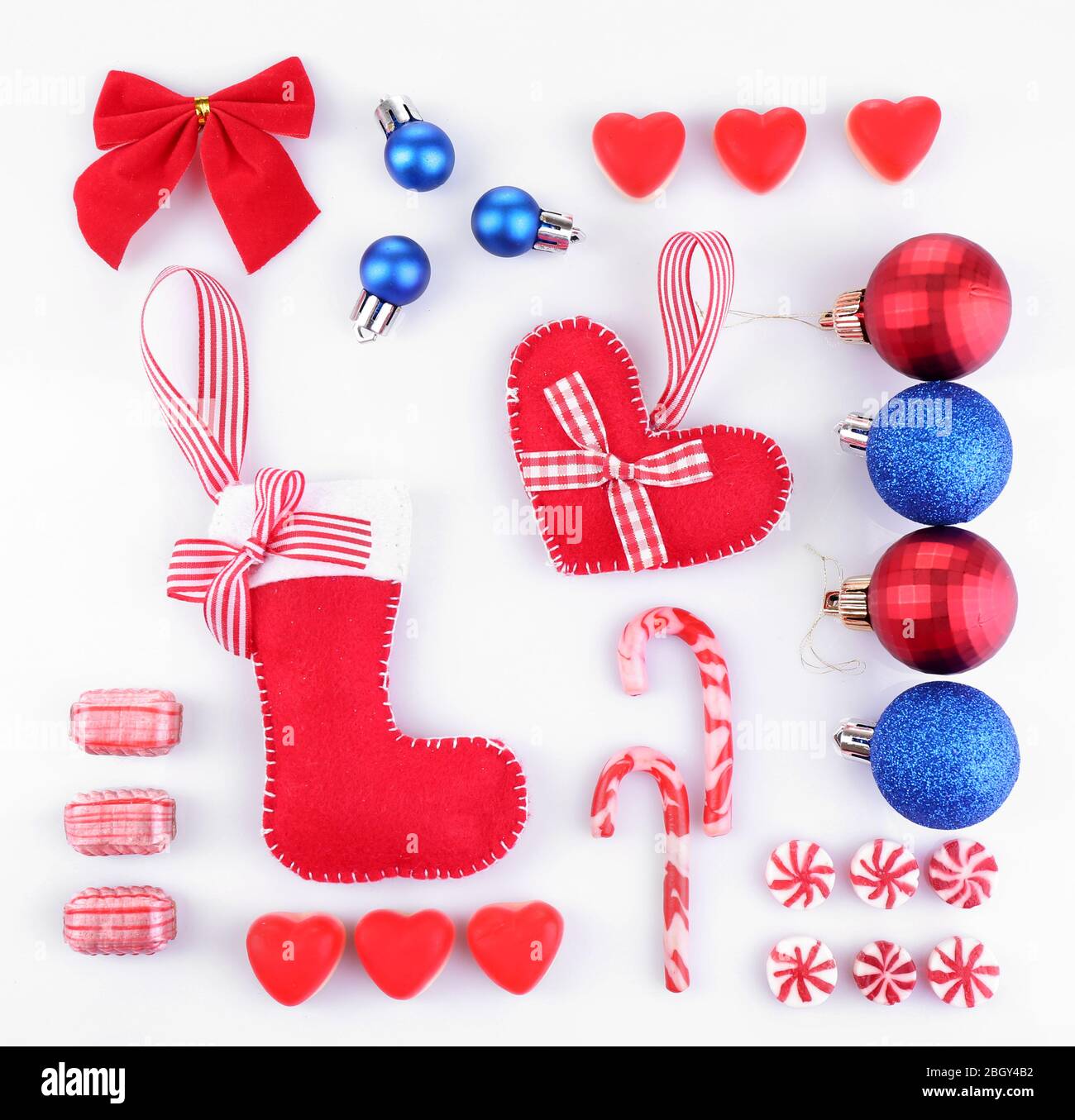 Collection of Christmas objects isolated on white Stock Photo - Alamy