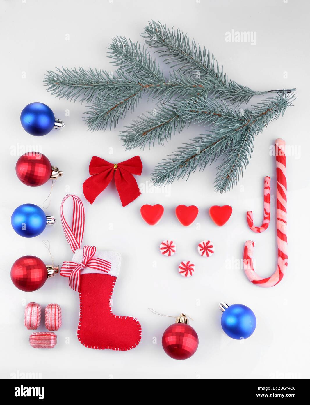 Collection of Christmas objects isolated on white Stock Photo - Alamy